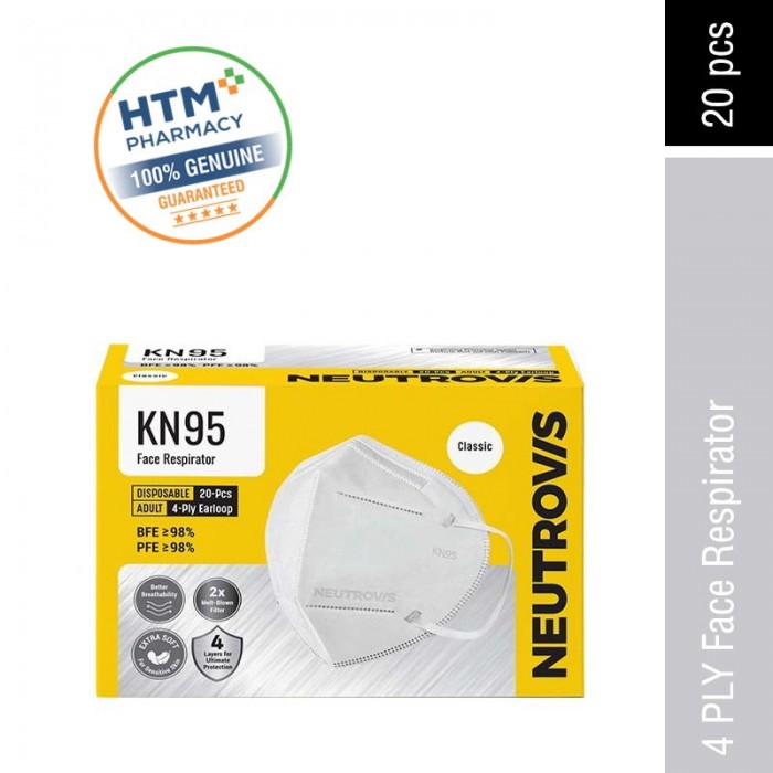 Neutrovis KN95 Face Respirator 20's - Classic (White) | Health ...